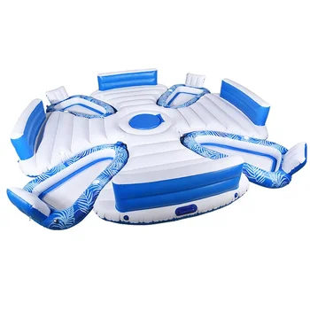 8 Person Round Netted Large Floating Island Trampoline Water Park ...