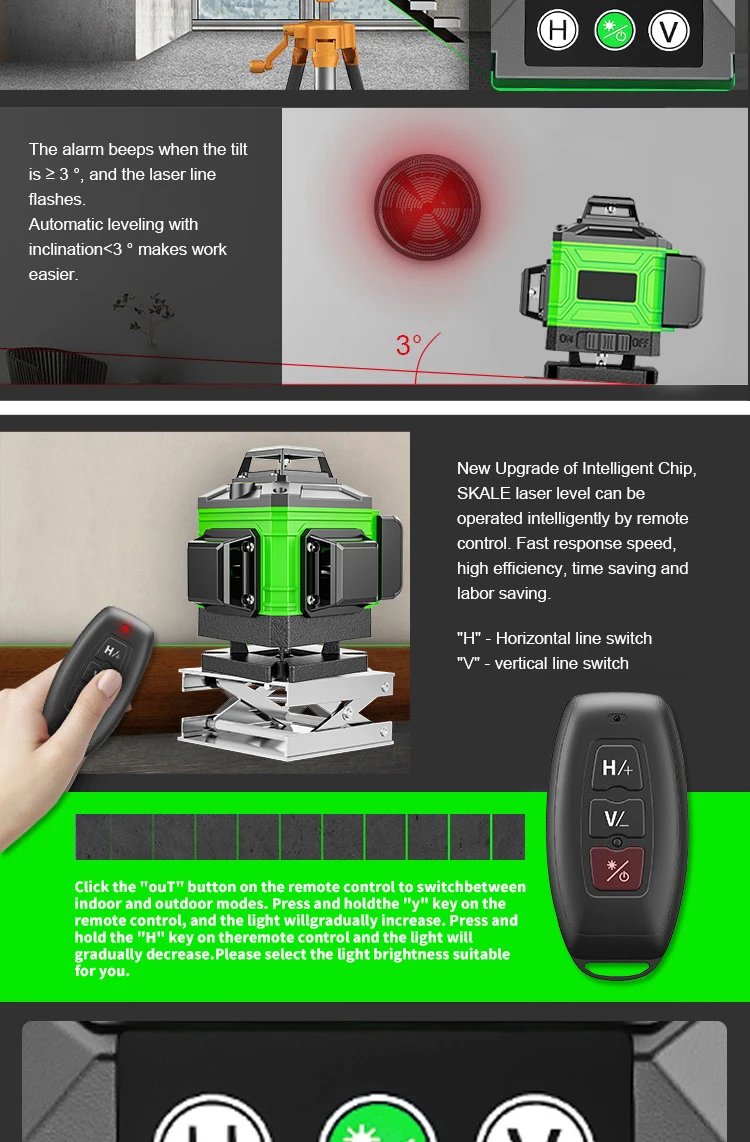 4d Self Leveling 360 Rotary 16 Line Green Laser Level 12 Line Laser ...