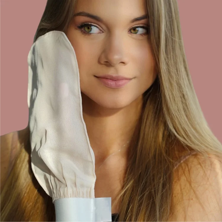 Raw Cocoon 100% Mulberry Silk Glove Bath Exfoliant Gold Crepe