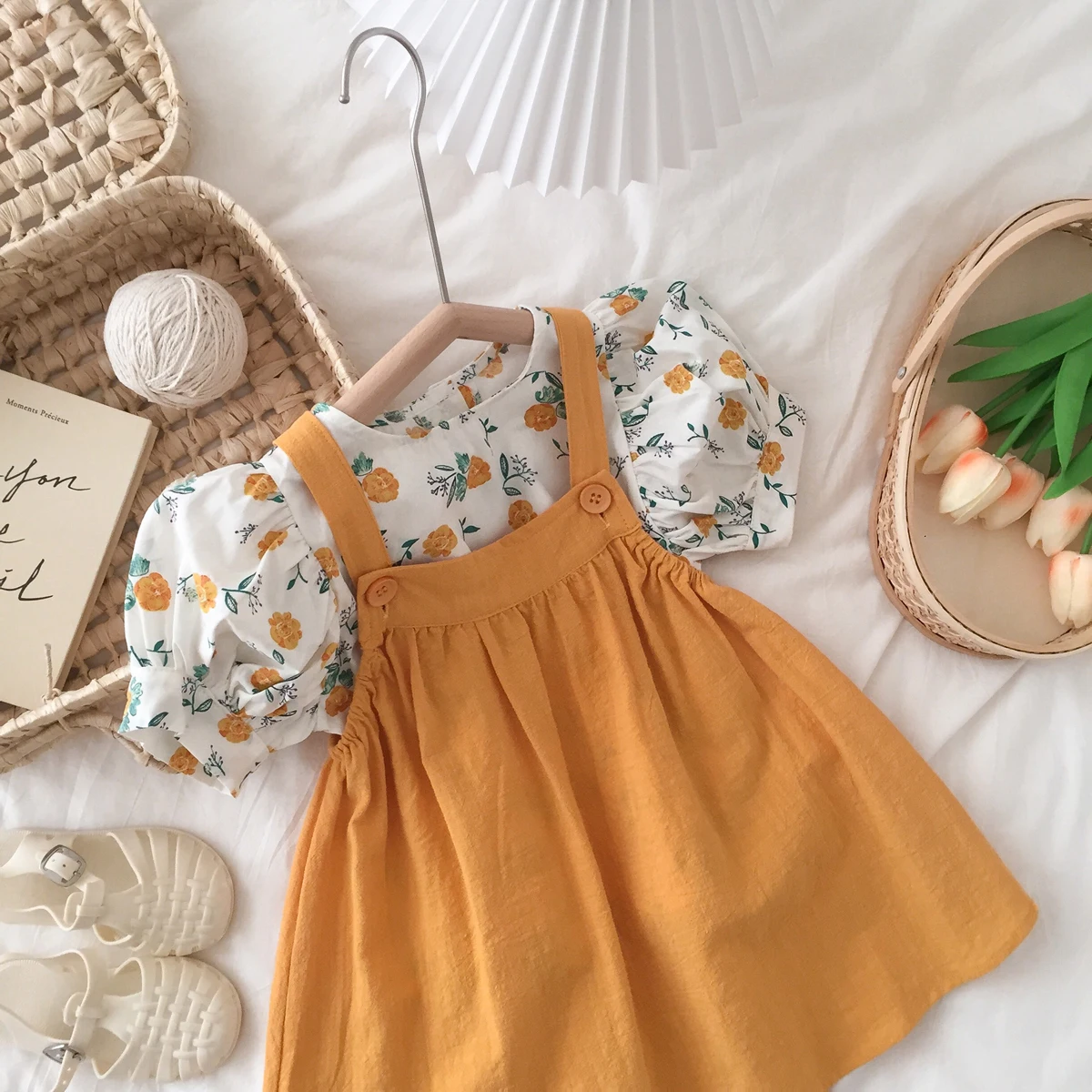 Wholesale Custom Girls Clothing Two-piece Backpack Dress Crushed ...