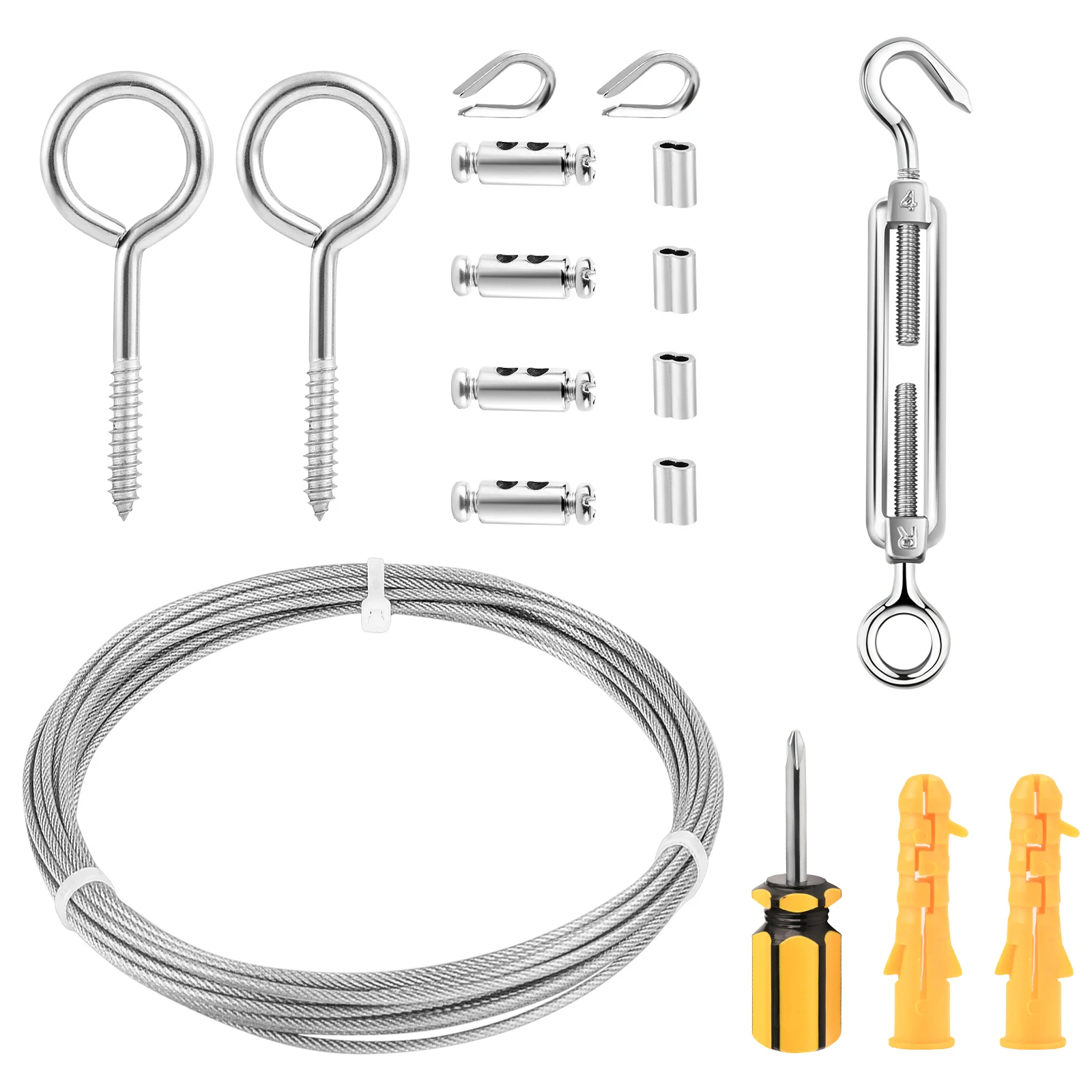 304 Stainless Steel Wire Rope Cable Turnbuckle Eye Wood Screw Thimble ...