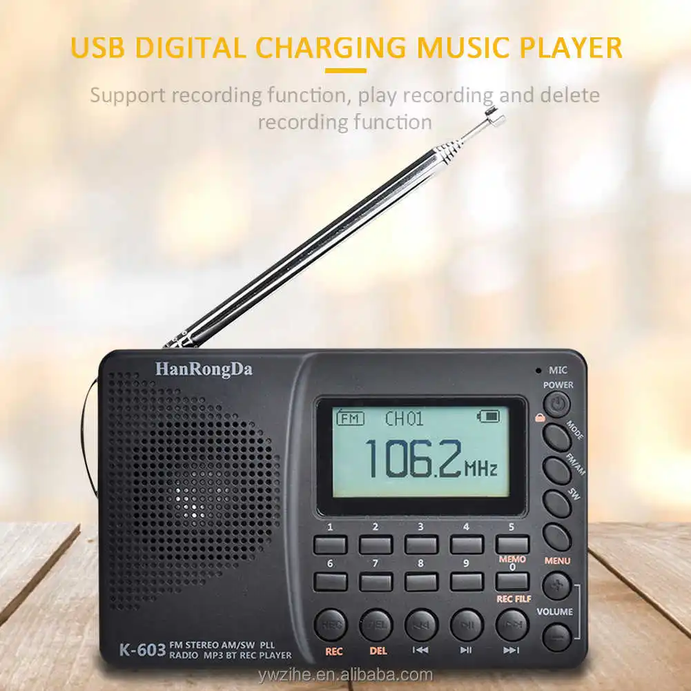 AM FM Battery Operated Pocket Radio Portable USB Digital Rechargeable ...
