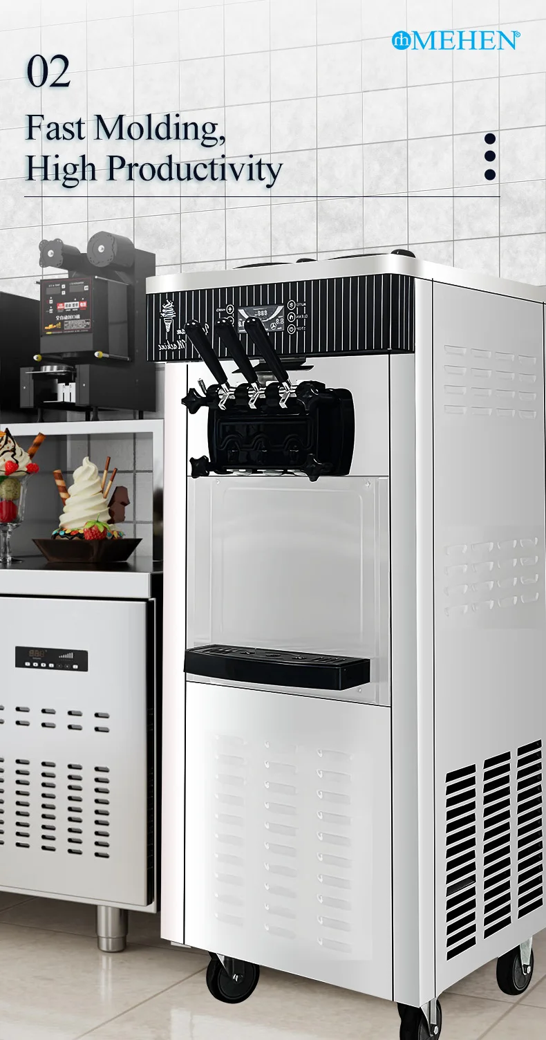 Mehen Automatic 3 Flavors Soft Serve Ice Cream Machine With Air Pump ...