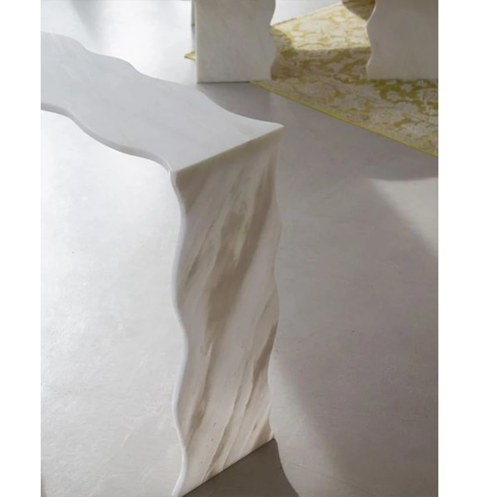 Natural Marble Console Home Decor Home Table Carve Console Table Wavy ...