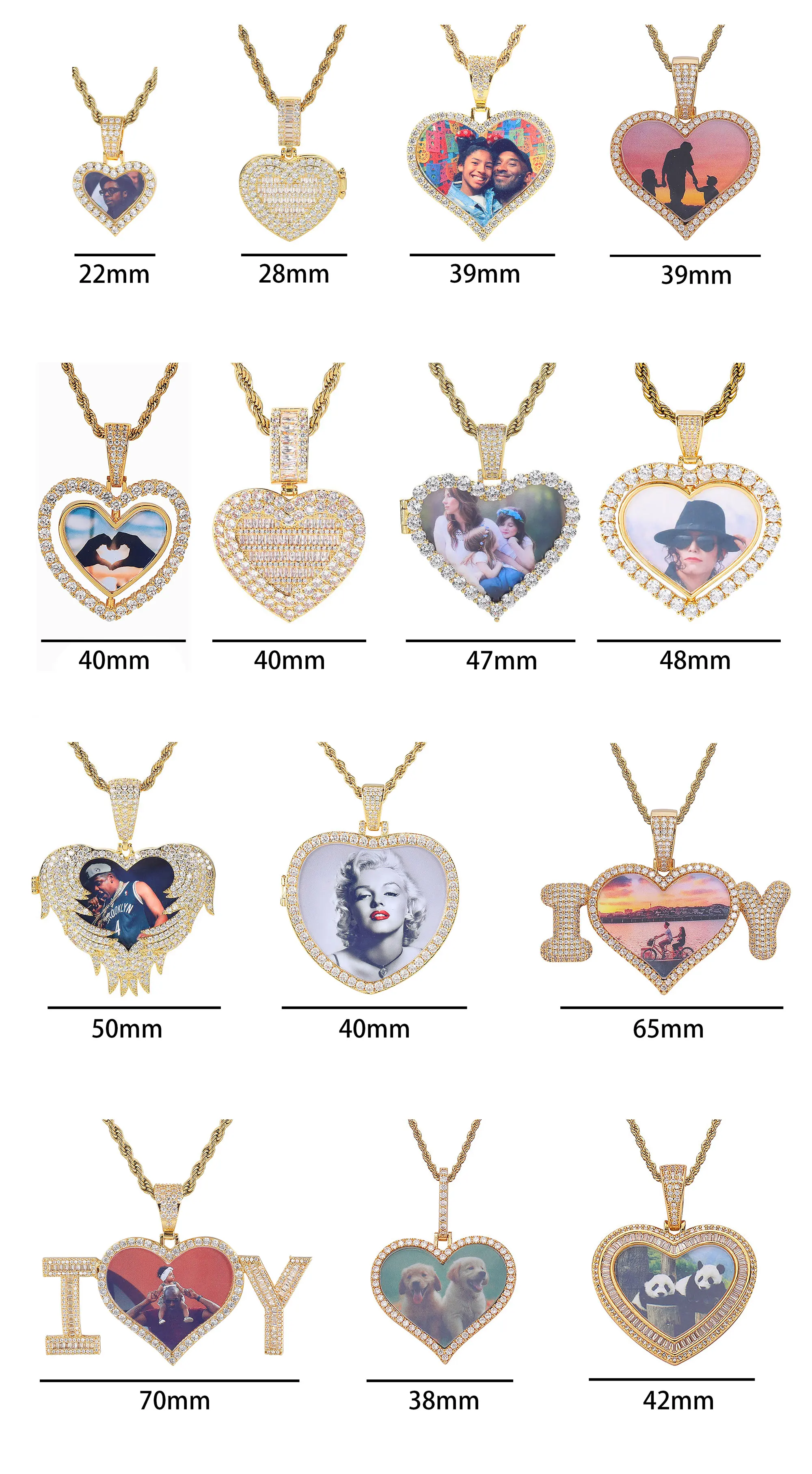 Custom 925 Silver Hip Hop Photo Pendant Necklace & Keychain Odm