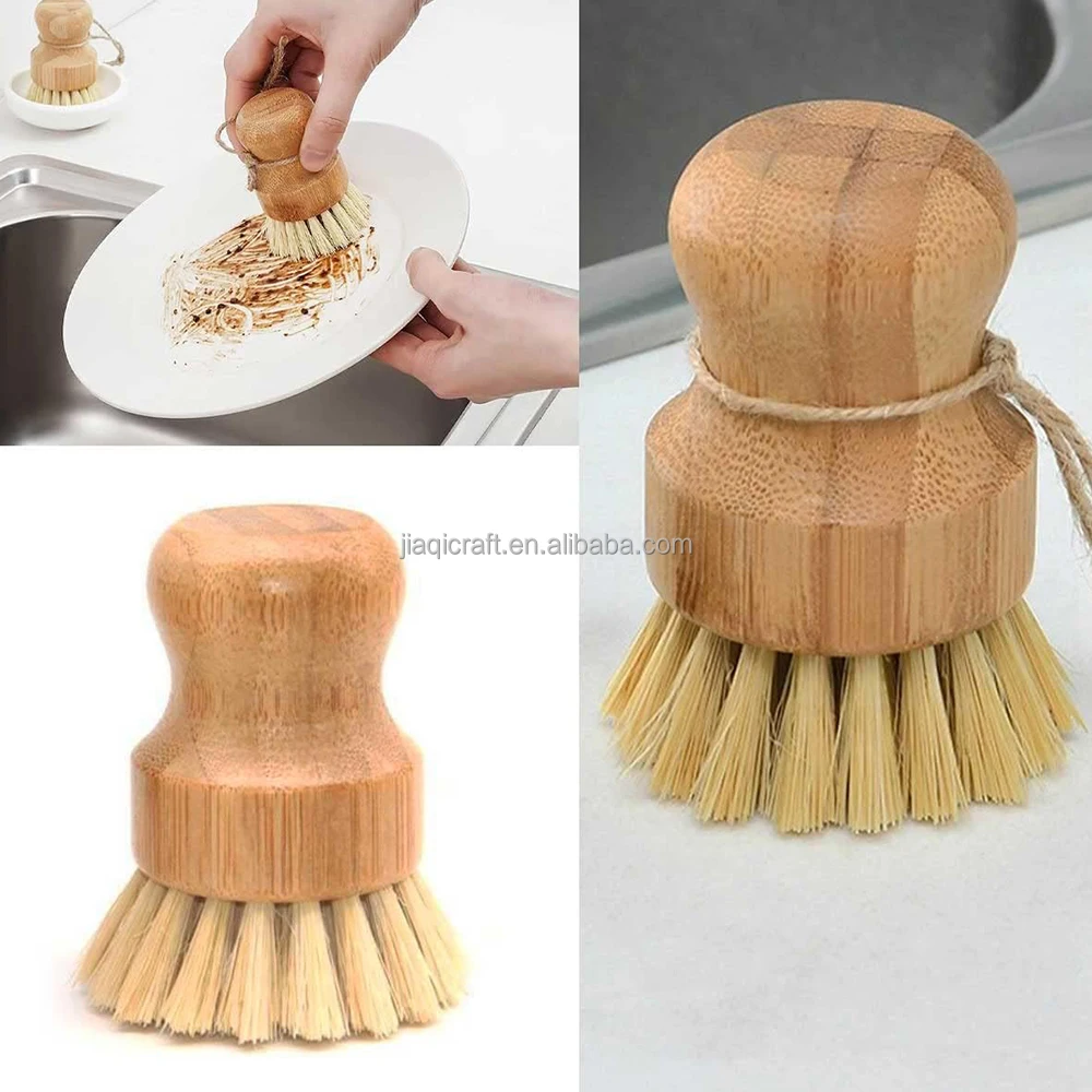 Eco-friendly Bamboo Mini Scrub Brush - Vegan Sisal Bristle