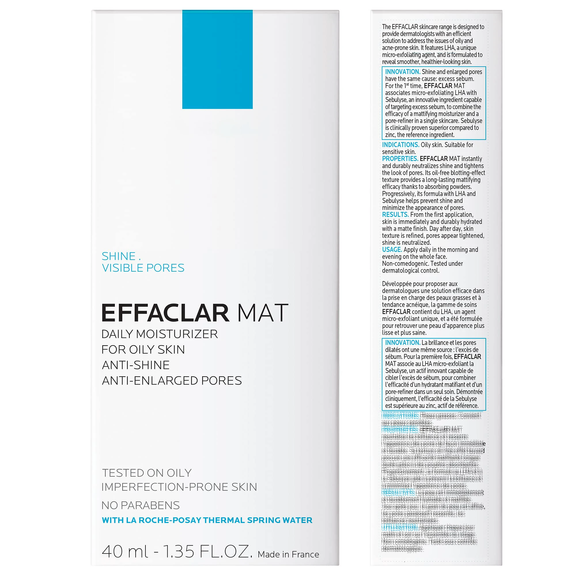 40ml Effaclar Mat Oil-free Matt Moisturizing Cream Suitable For Oily ...