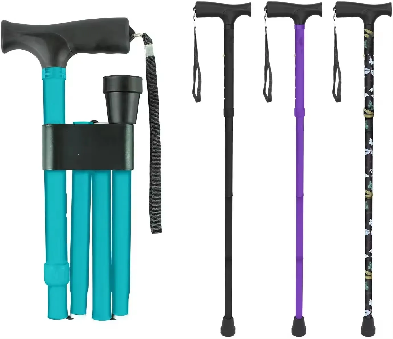 Handle Folding Walking Stick Canes Aluminum Collapsible Balancing ...