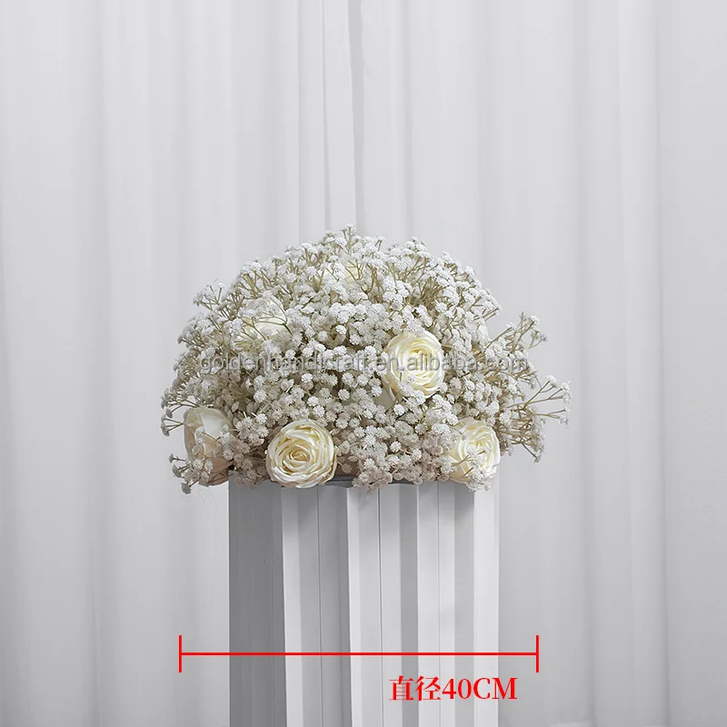 QSLH-F394 Artificial Babys Breath and Rose Flower Ball for Wedding Decor