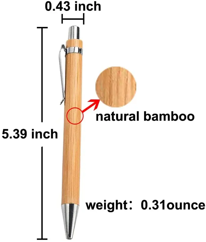 Eco-Friendly Custom Laser Logo Recycled Bamboo Ballpoint Pen Personalized 1.0mm Natural Wood ...