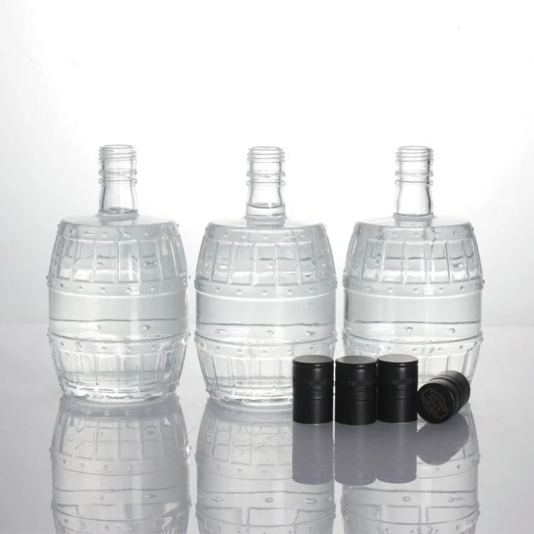 Custom Oak Barrel Shaped Glass Container Bottles 750 Ml 1000 Ml Tequila ...