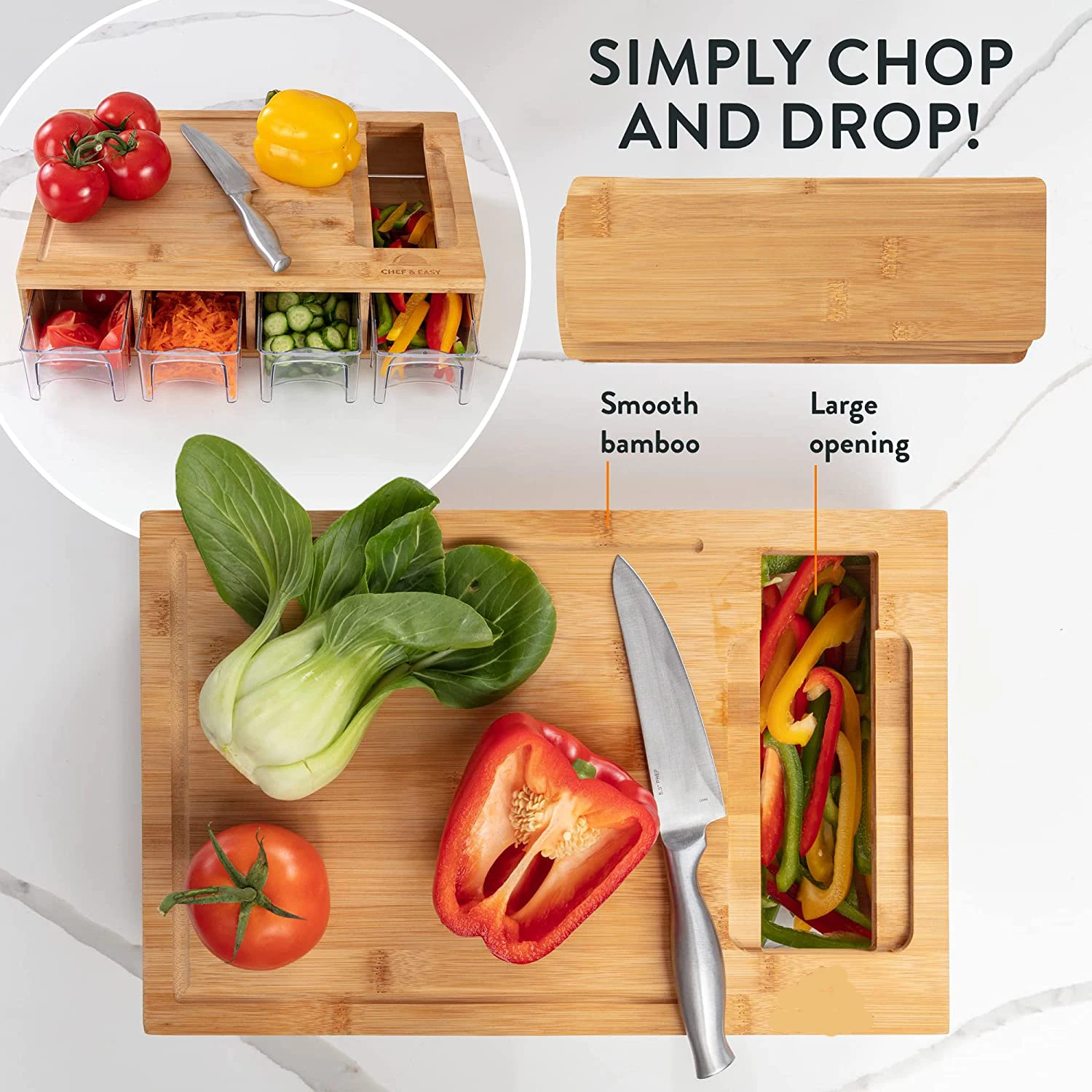 Bamboo Chopping Board with Storage - Sustainable Food Prep