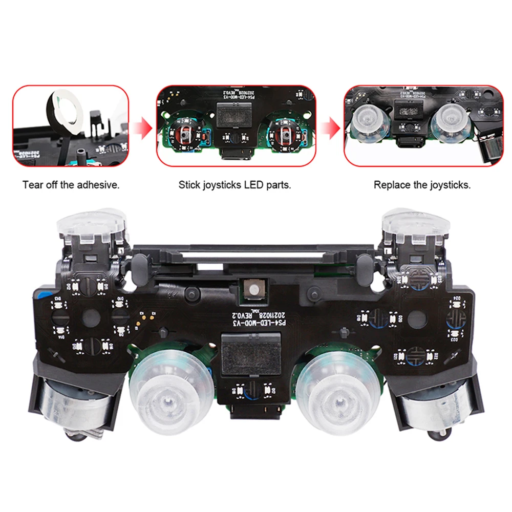 For Ps4 Wireless Controller Led Mod Kit Button Joystick Lights Flash ...