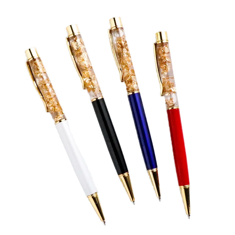 Custom Logo 24K Gold Foil Metal Ballpoint Pen 24K Goldleaf Floating ...