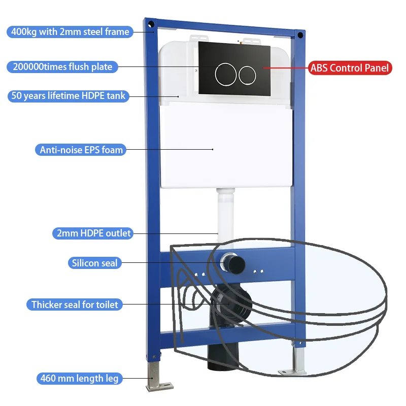 Wall Hung Wc Toilet Flush Tank Press Button Concealed Cistern Control ...