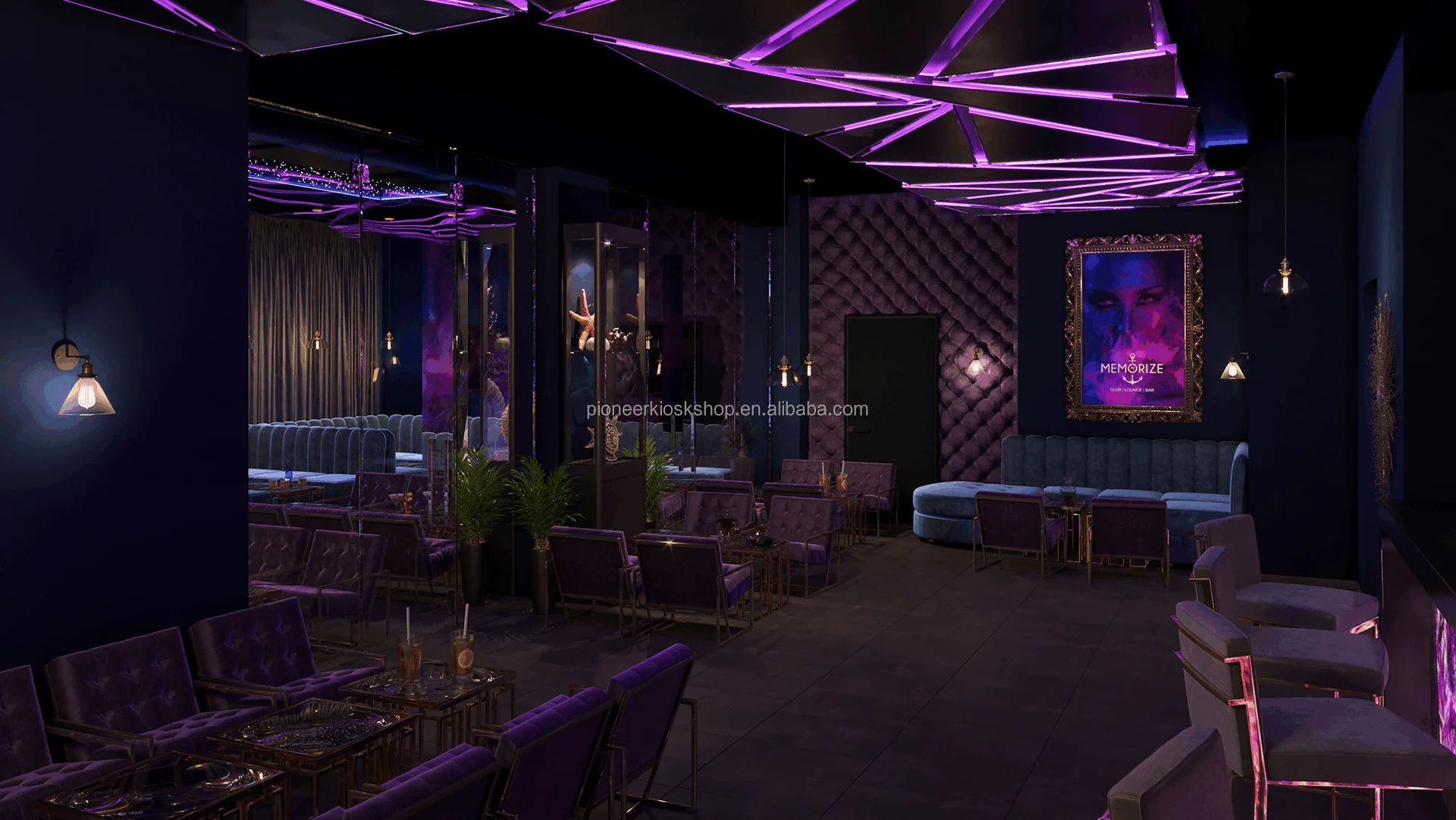 Luxury Nightclub Lounge Decor Ideas - Bar Counter & Furniture