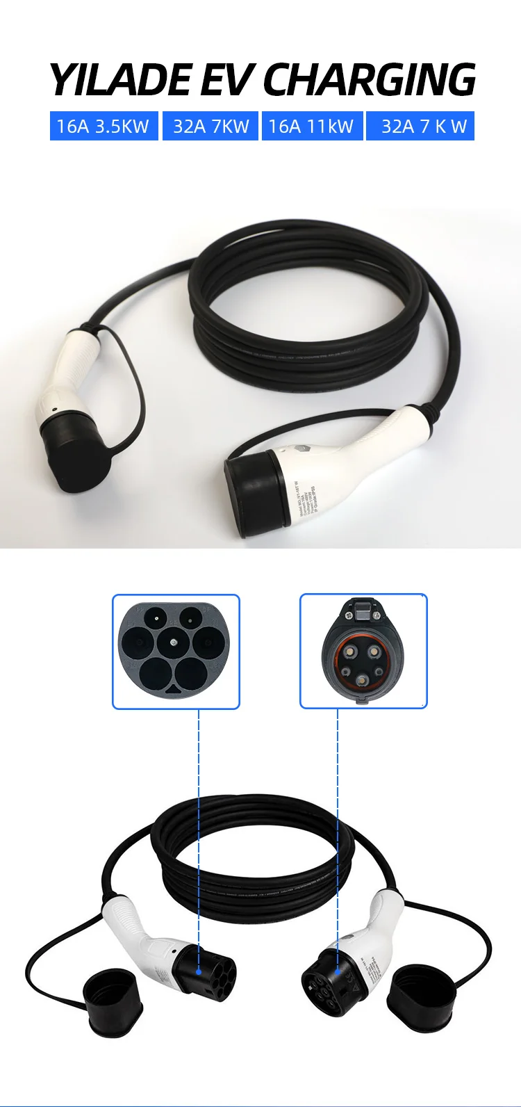 32a 3 Phase Electric Vehicle Charging Type 2 To Type 2 Cable Ev Charger 5 Meters Cable - Buy 32a ...
