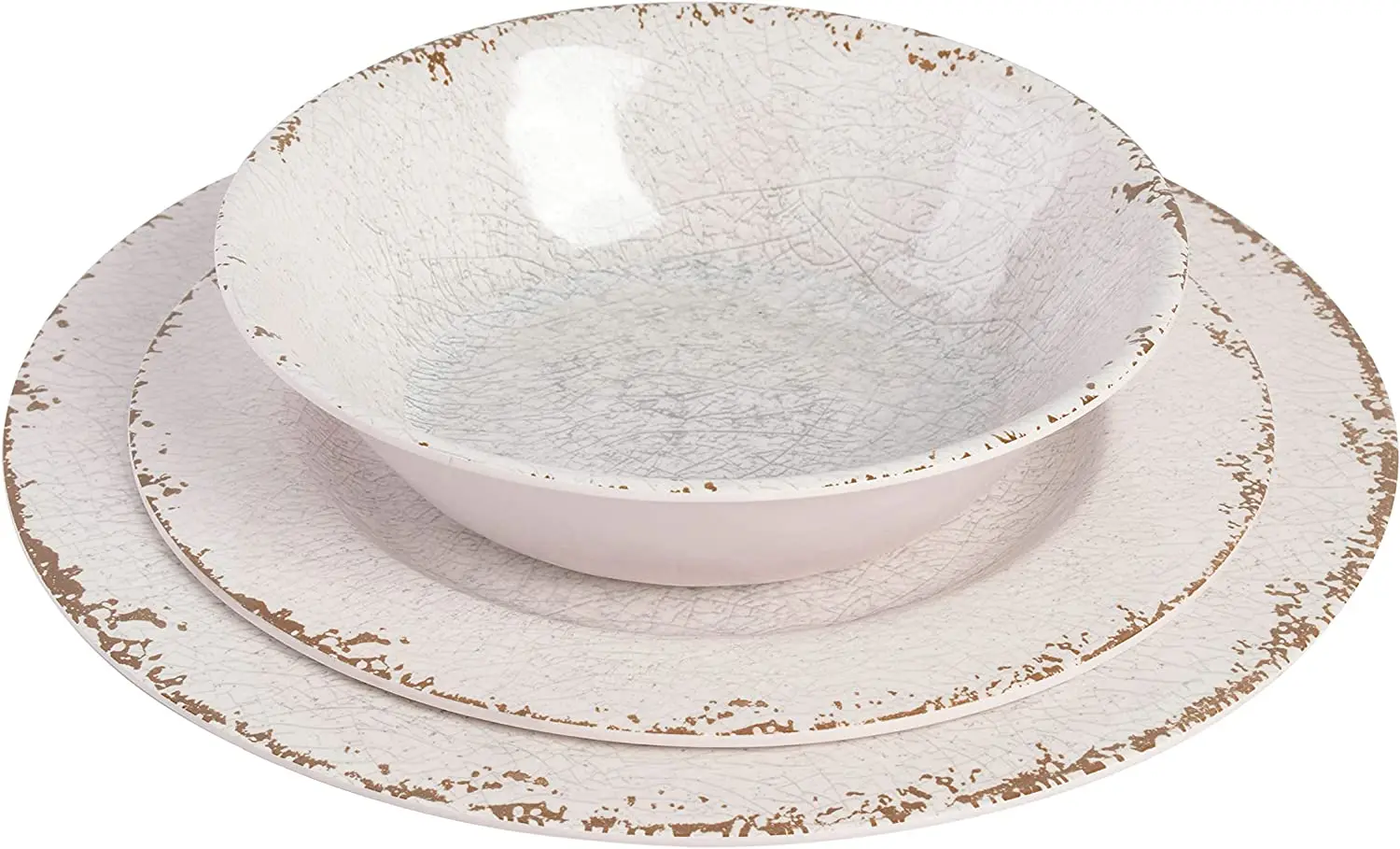 Durable Outdoor Cream Color Melamine Dinner Set 12 Pc Crackle Melamine ...