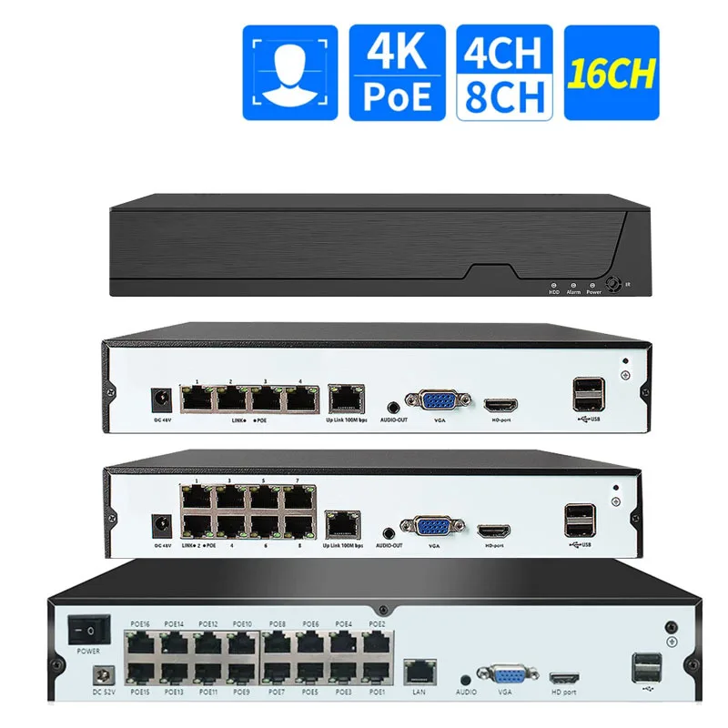 8mp 4k Xmeye Nvr Poe Network Video Recorder Hdd Cctv Camera 16ch 8ch ...