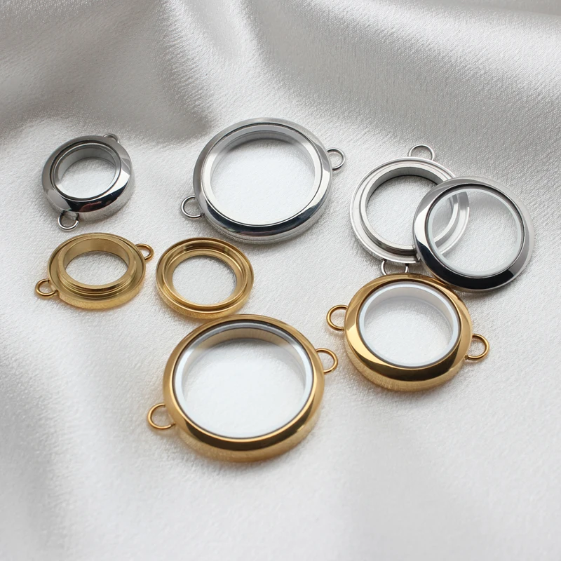 316L Stainless Steel Twist Screw Closure Bracelet Glass Floating Locket ...