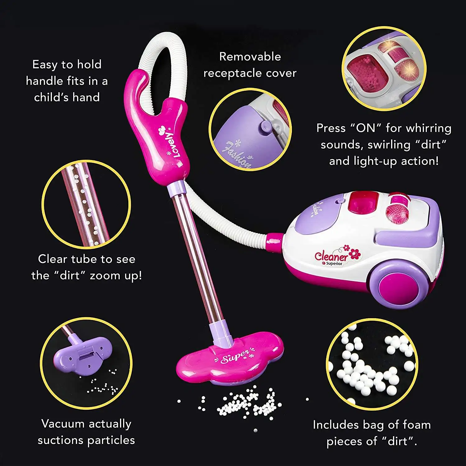 Magical Play Set For Kids With Toy Vacuum Cleaner Mop Broom Sponge ...