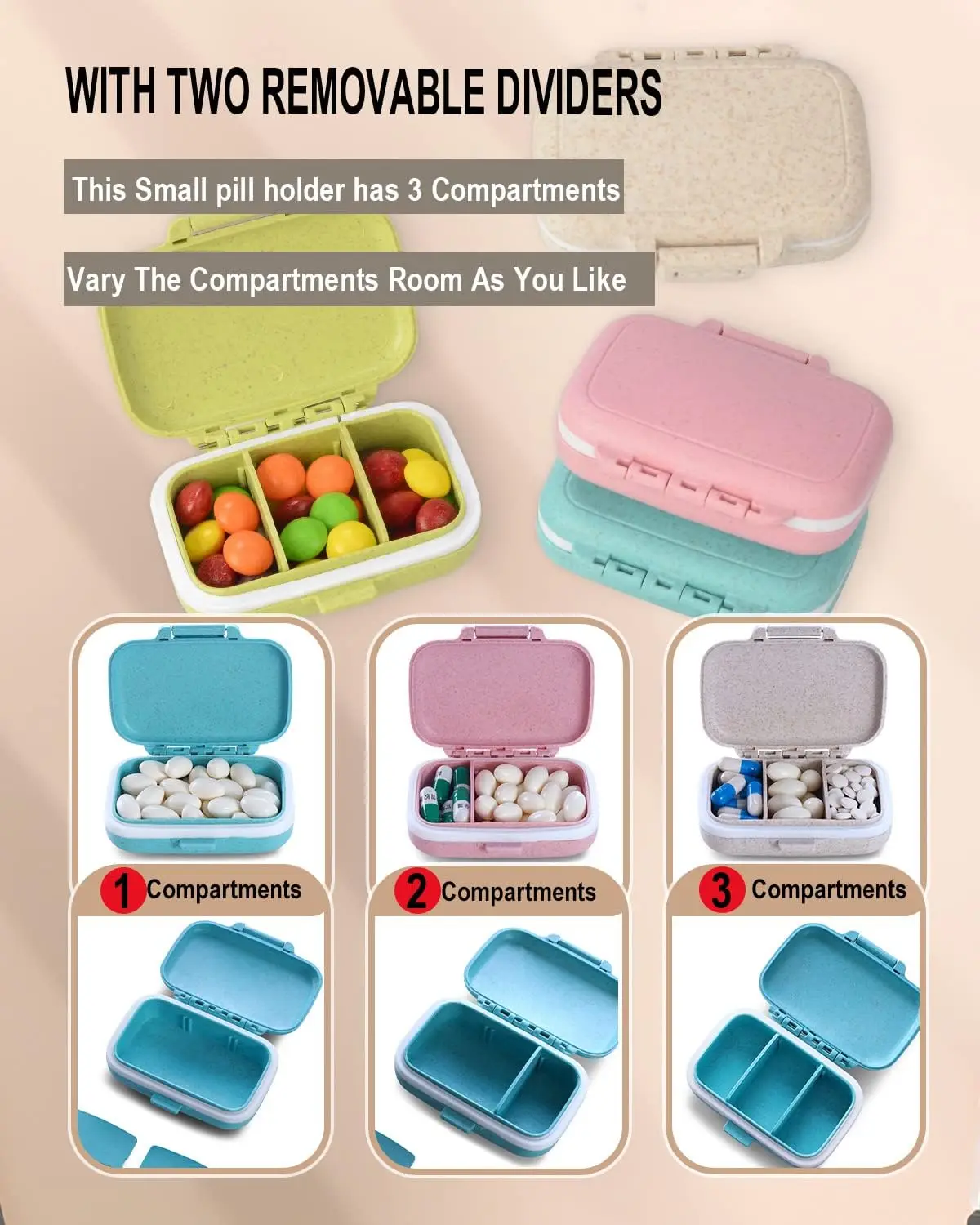 3 Compartments Large Removable Organizer Pill Box Dispenser Sorter ...