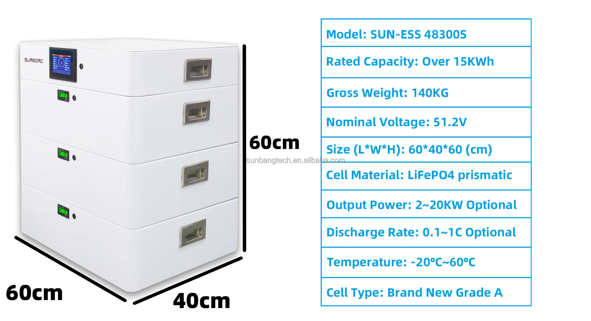 Sunbond 48v Lifepo4 Battery Stackable Lithium Battery 48v 200ah 300ah ...