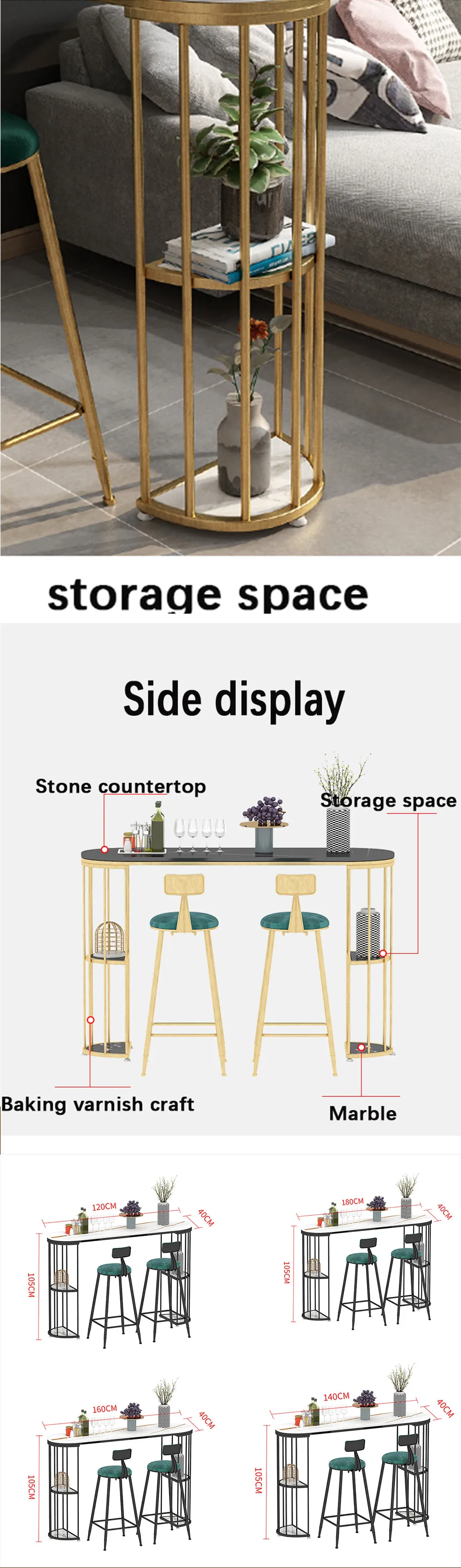 Luxury Golden Metal Home Bar Kitchen Island Sintered Stone Counter ...