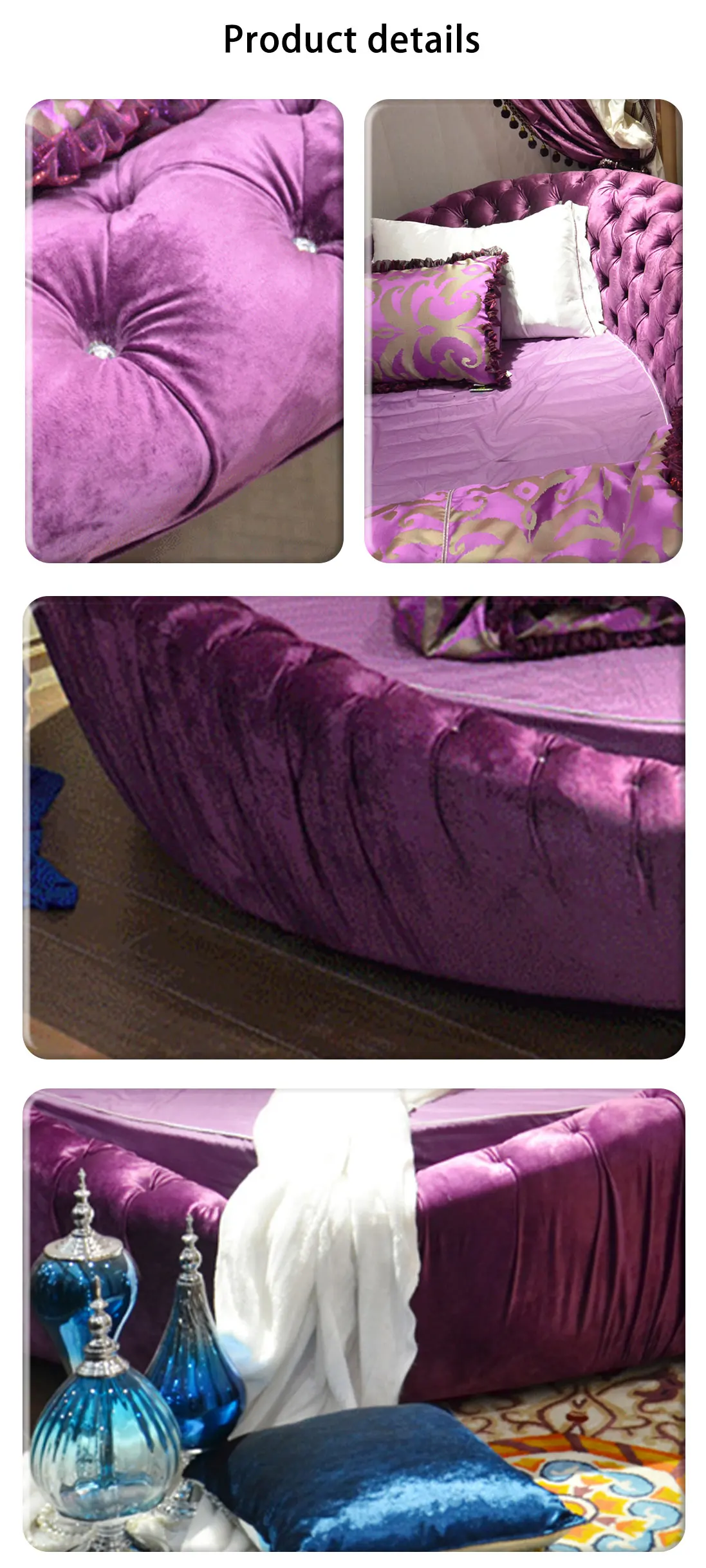 OEM Modern Luxury Queen Round Bed Pink Bedroom Letto Rotondo