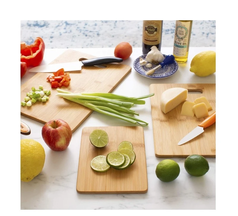 Bamboo 3-piece Cutting Board Set Kitchen Chopping Blocks With Handle ...