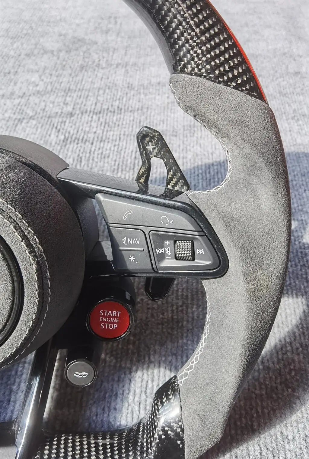 Custom Alcantar Carbon Fiber Steering Wheel For Aud I Tt Ttrs R8 Led ...