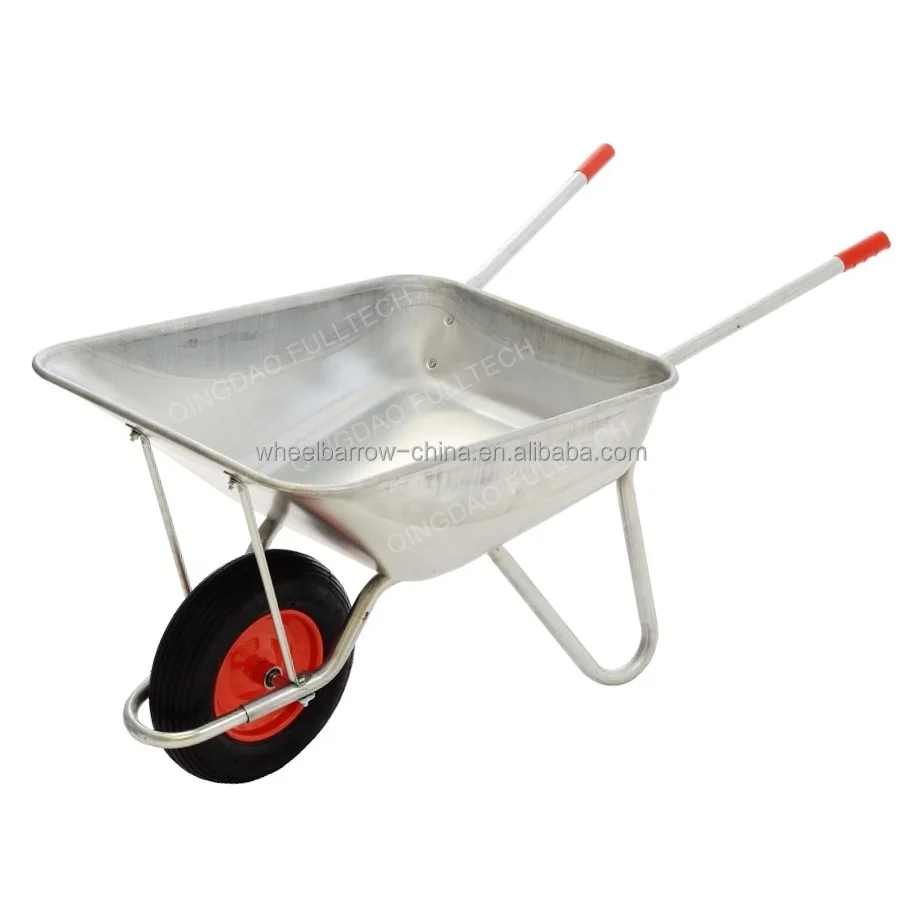 Garden Galvanized Wheelbarrow 120pu Puncture-free Wheel For Northern ...