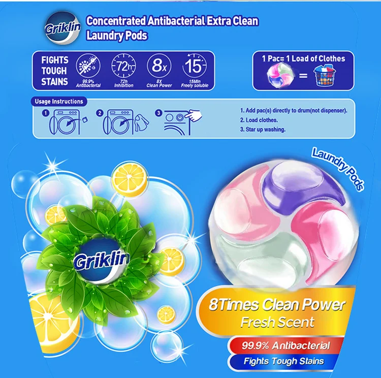 Laundry Pods - 4 in 1 Detergent Capsules with Cherry Blossom Scent