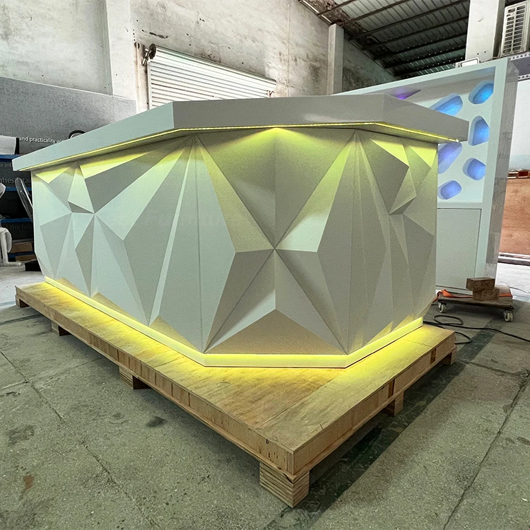 Contemporary L Shape White Solid Surface Outdoor Bar Counter Furniture ODM