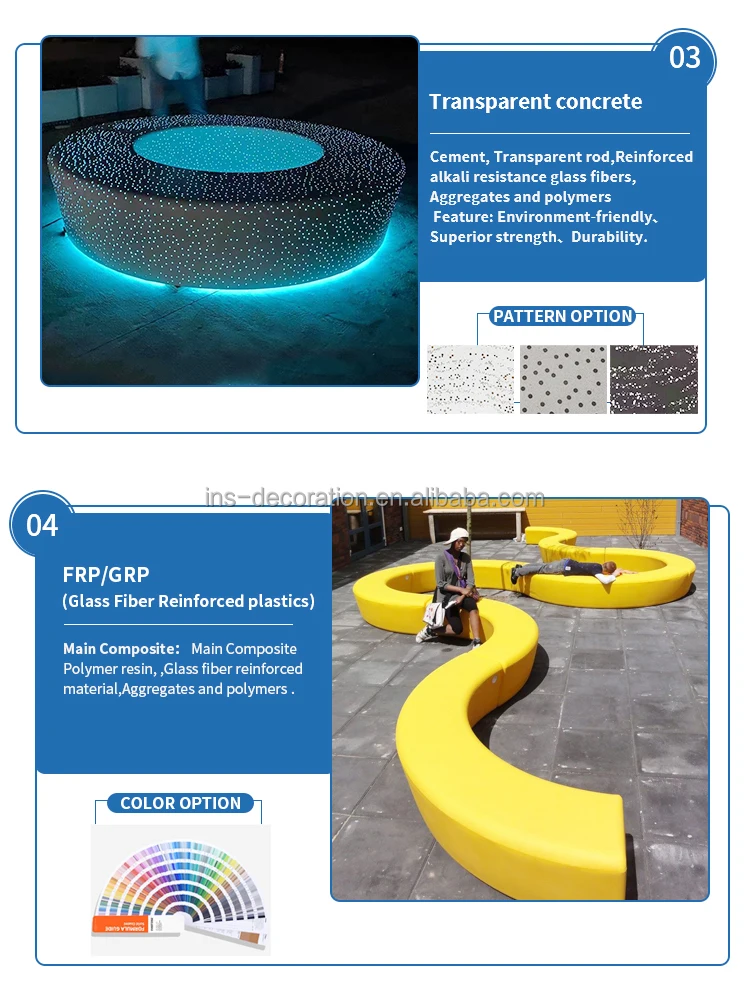 Customized Design Gfrc Concrete Benches Garden Seats Urban Street Rest ...