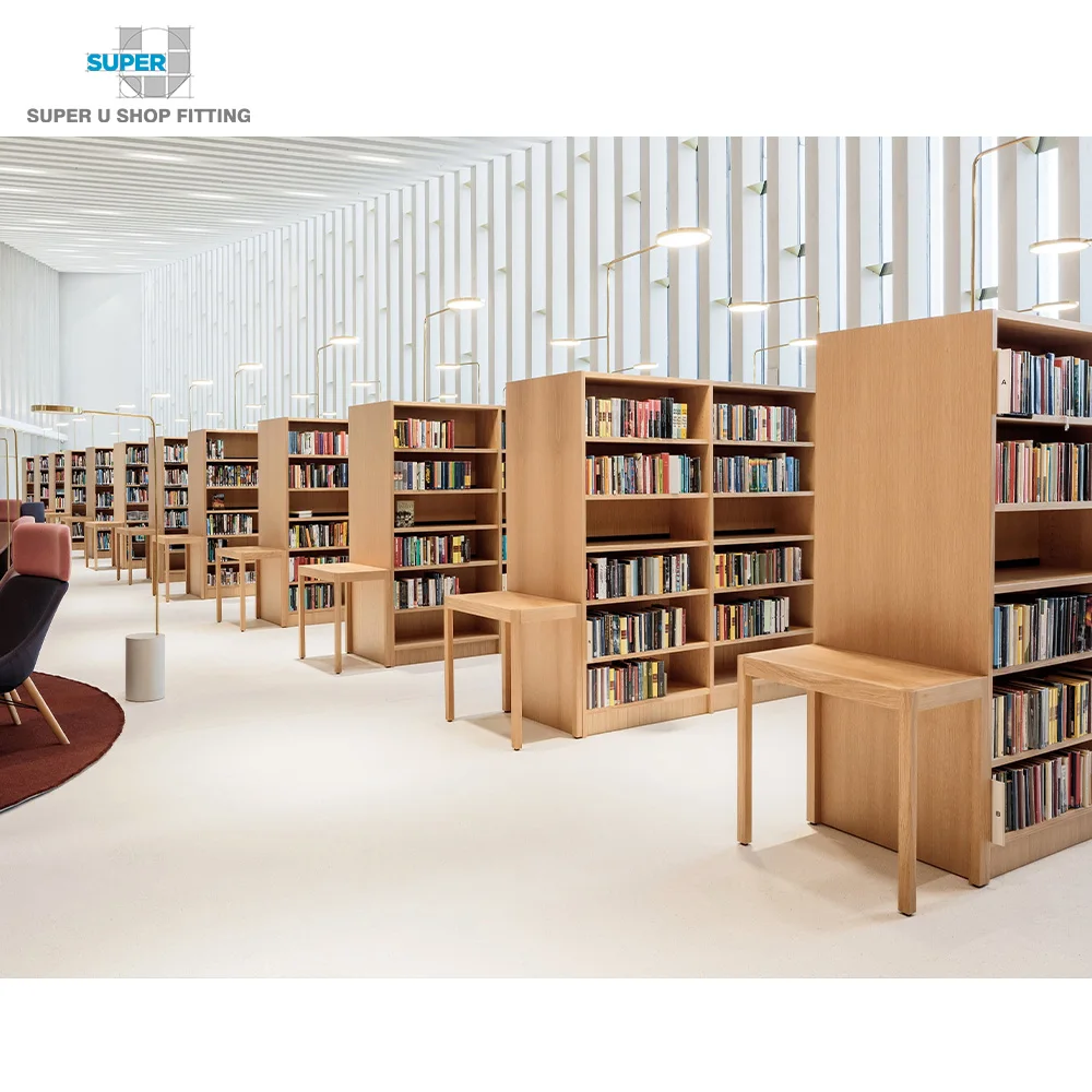 Modern Library Book Shelves Custom Wooden Bookstore Display Furniture ...