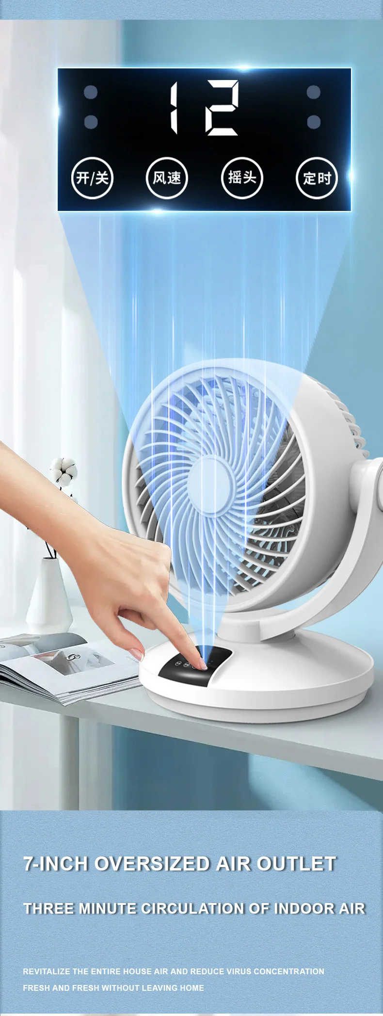 Custom Smart Remote Control Desktop Fan Office Home Cycle Mini Portable ...