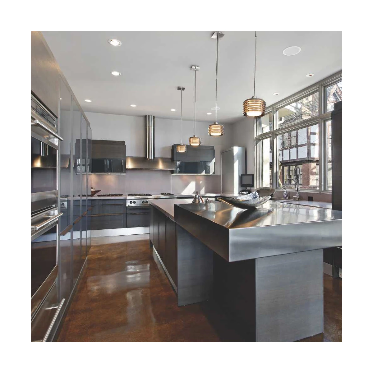 Stainless Steel Kitchen Cabinet Modern Design Commercial Modern Kitchen ...