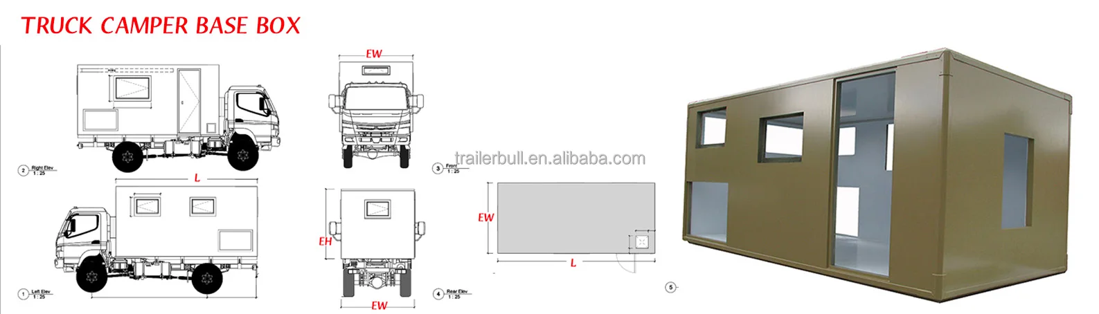 Customizable 18ft Square Truck Camper Shell for DIY Overland Adventures ...