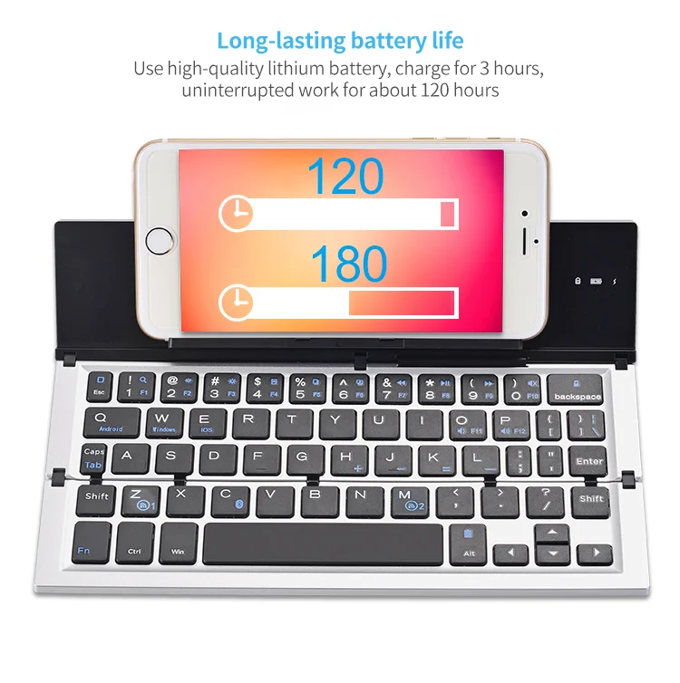 Mini Folding Bluetooth Keyboard Wireless Keypad Support 3 Devices With ...