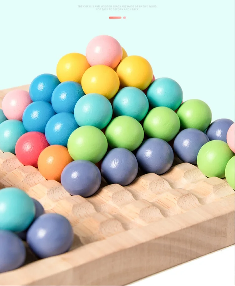 Rainbow Wooden Beads Elimination Game Wood Board Bead Game Toy Colorful ...