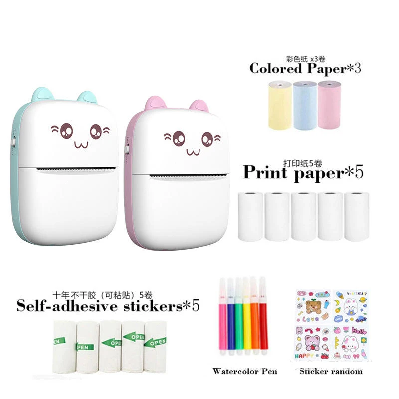 Cute Cat Mini Thermal Printer Cute Small Gift Instant Printer Student ...