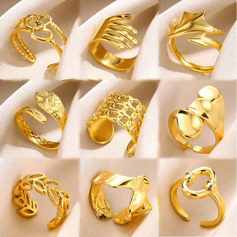 Statement Stainless Steel 18k Gold Chunky Heart Ring