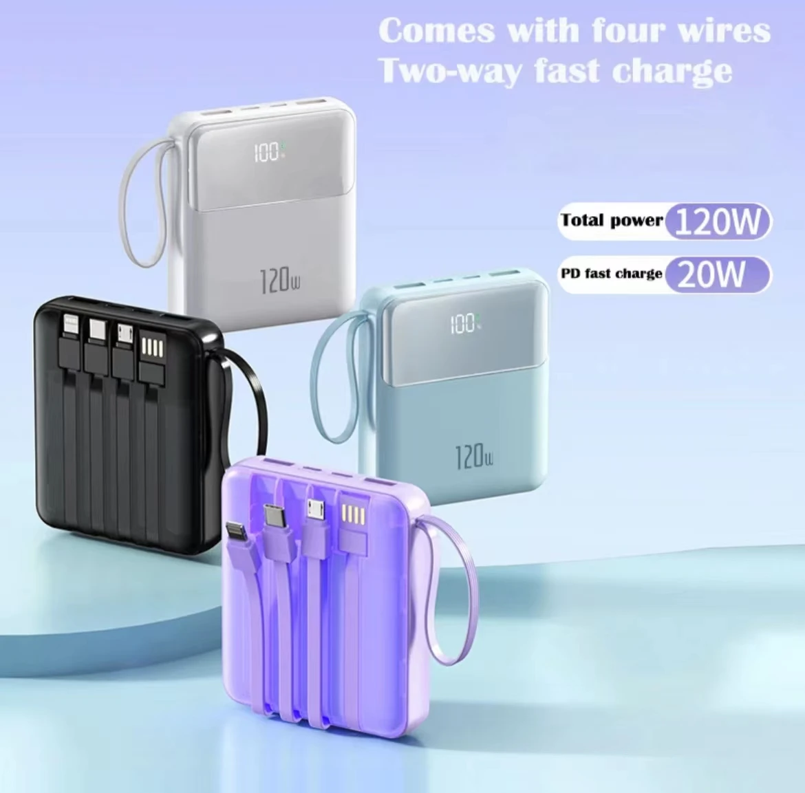 PD20W 120W Fast Charging Portable Power Bank 10000mAh4 in 1 Built-in ...