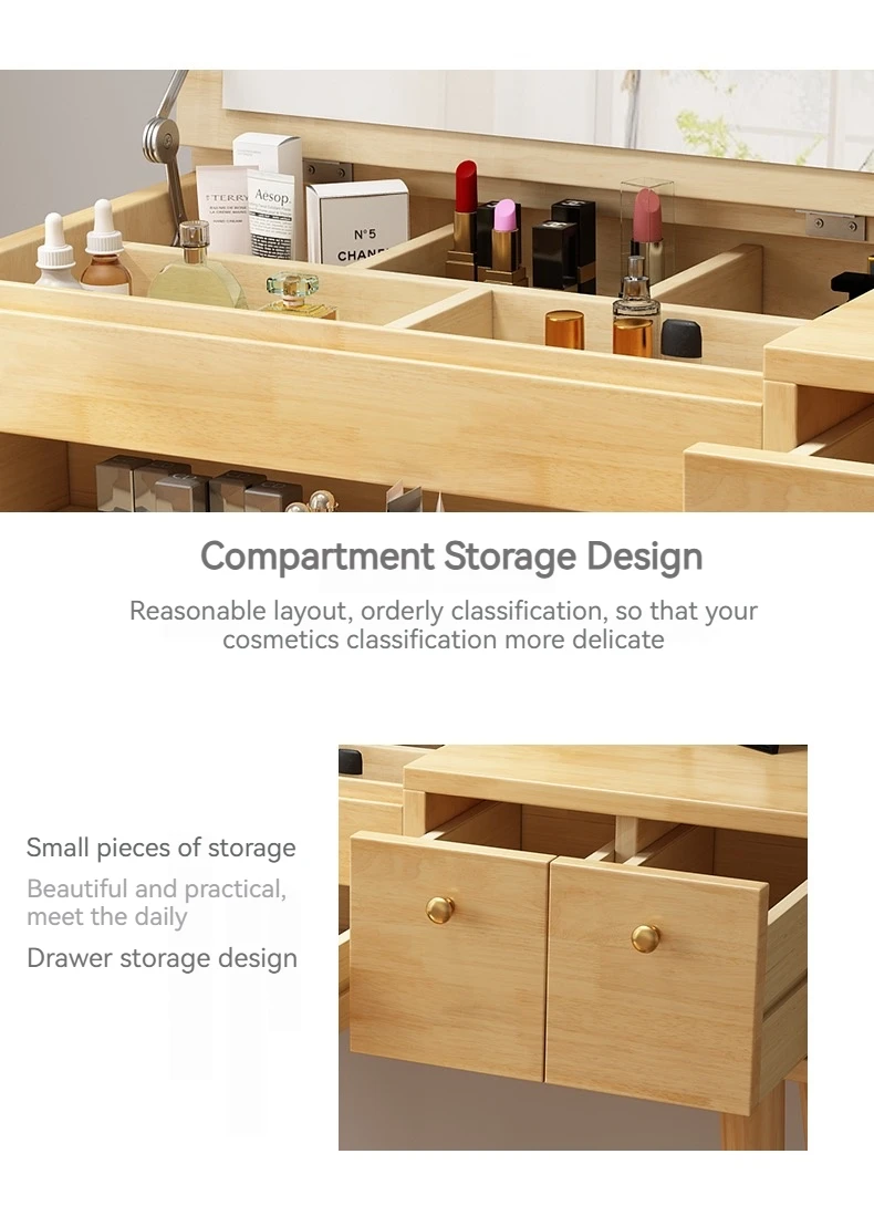 Modern Bedroom Wood Luxury Dressing Table High-capacity Clamshell ...