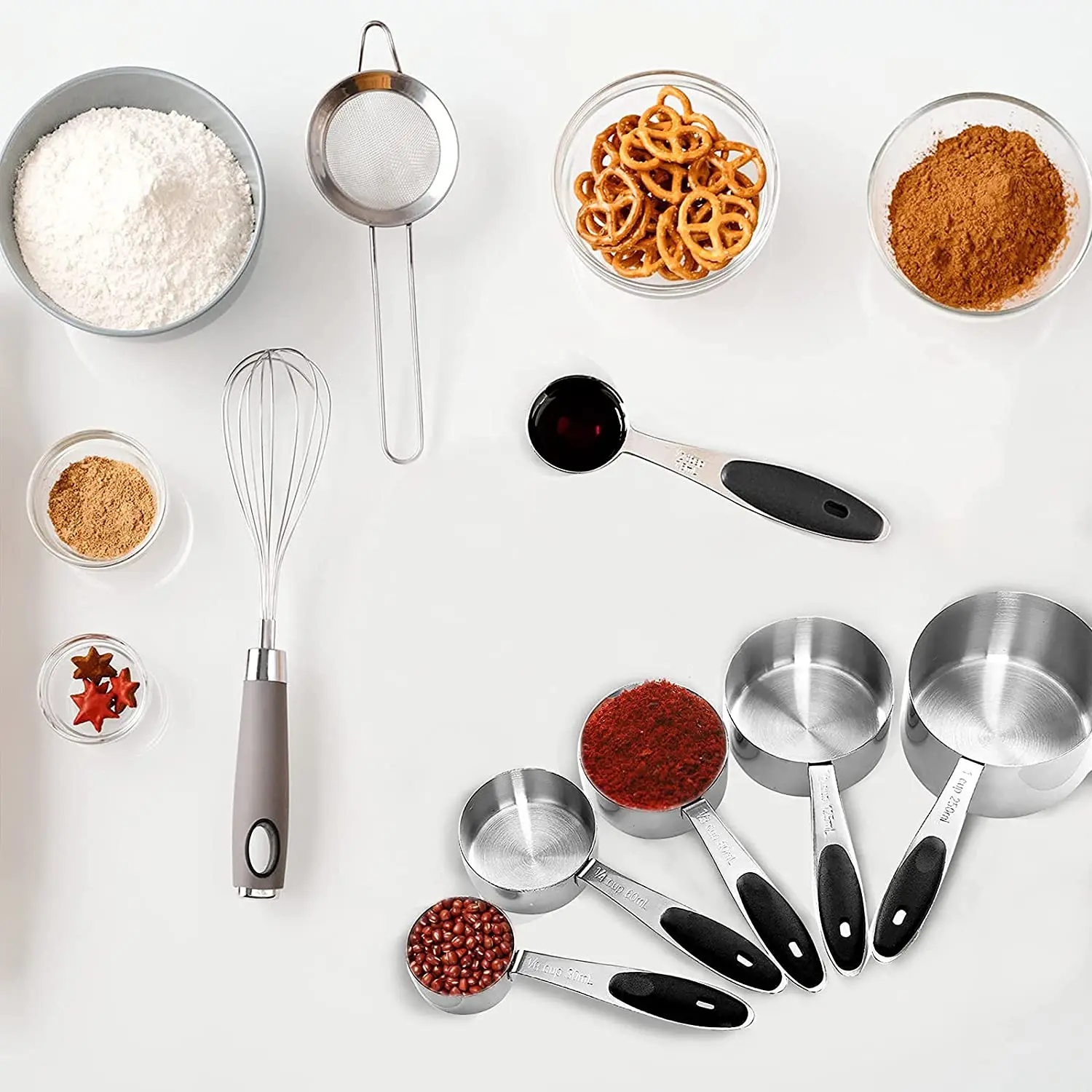 Custom Stainless Steel Metal Kitchen Cooking Measuring Cups And Spoons ...