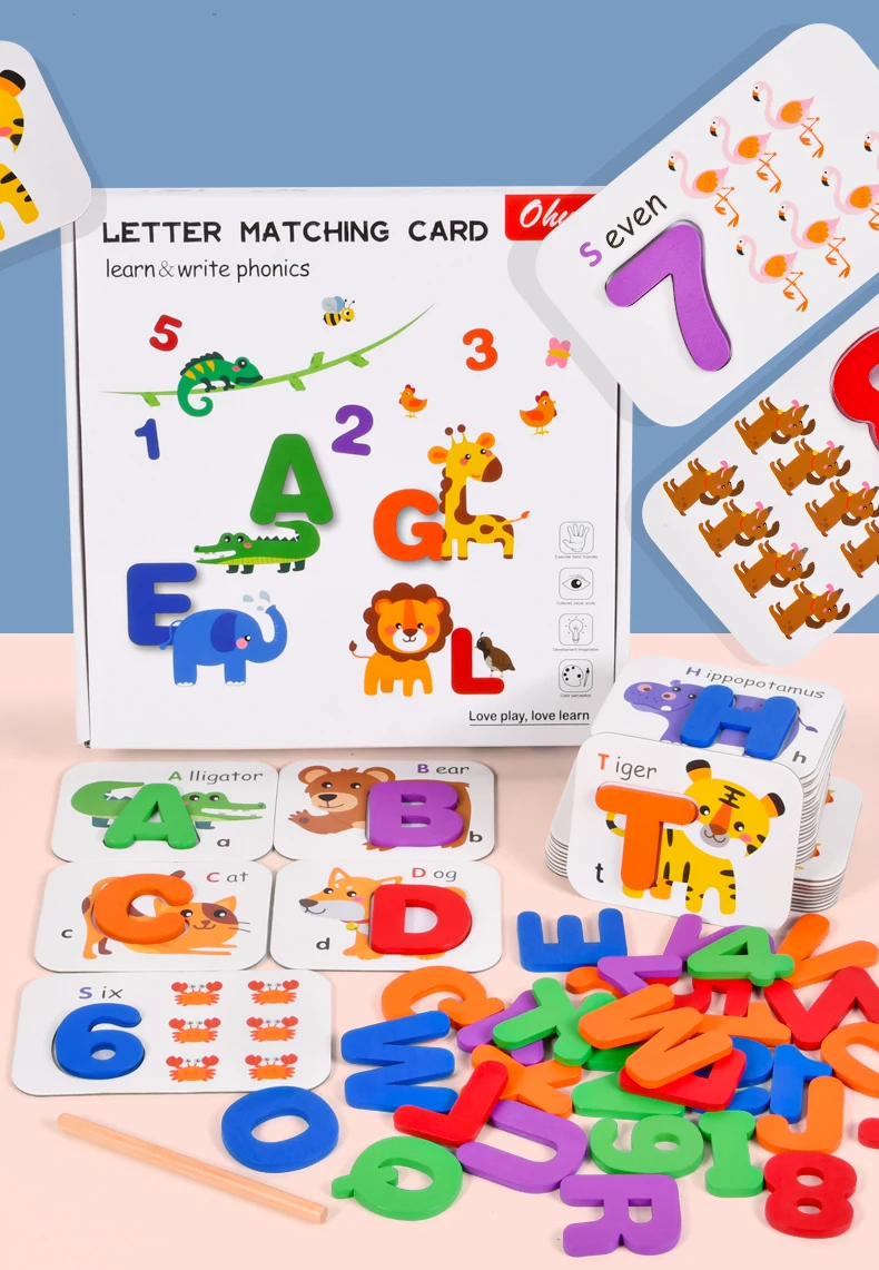 Montessori Wooden Educational Letter Puzzles Toys Animal Words Puzzle ...