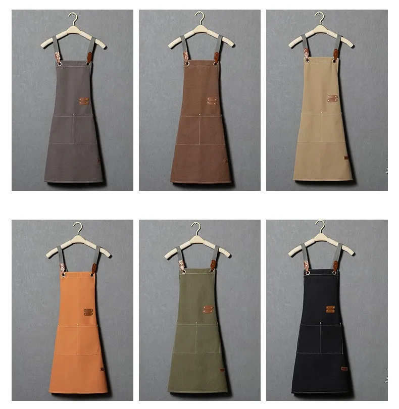 Thicken Canvas Work Tool Aprons Kitchen Chef Apron With Pockets for ...