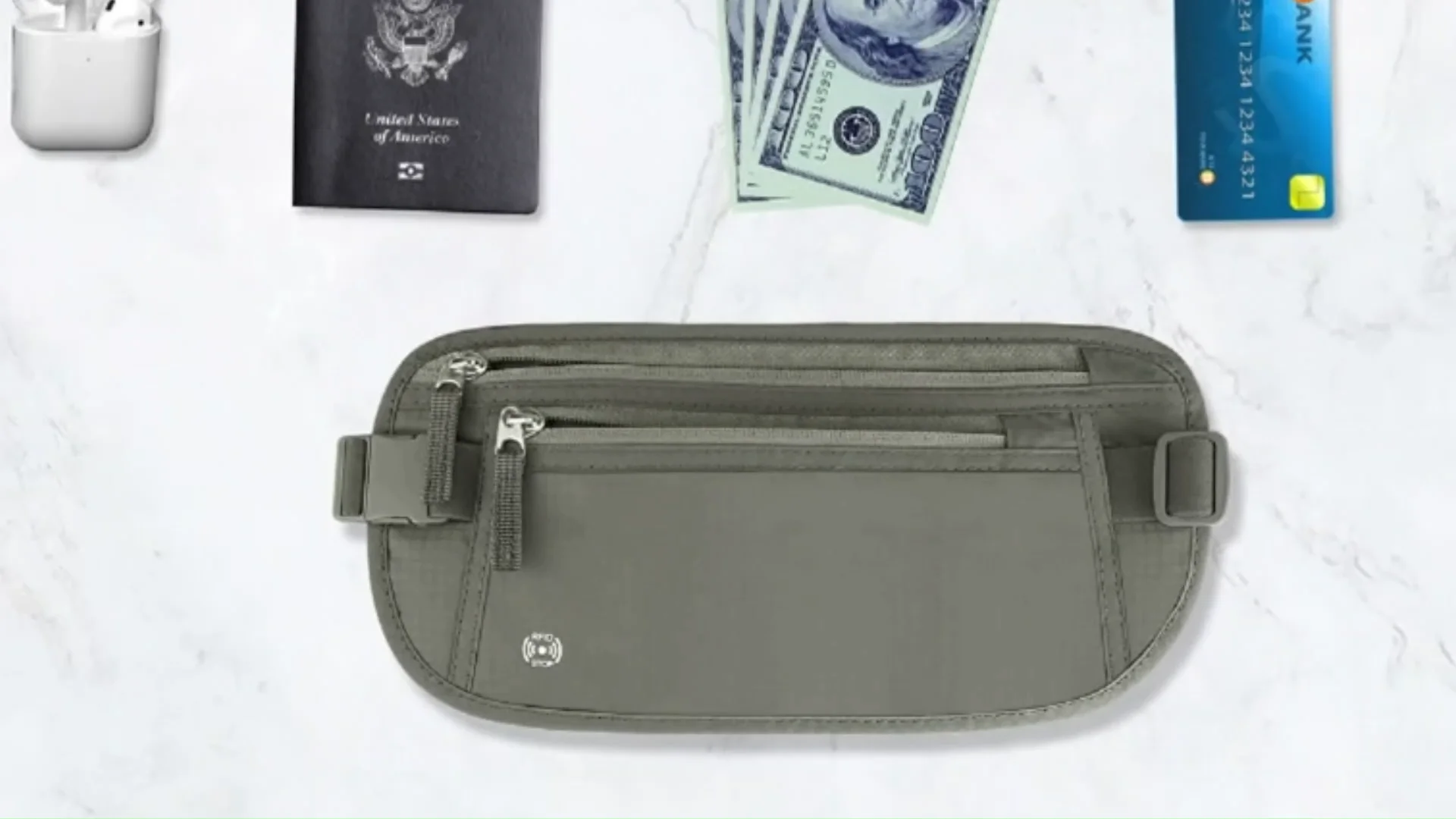 Custom Logo Travel Money Belt Rfid Blocking Passport Holder Hidden ...