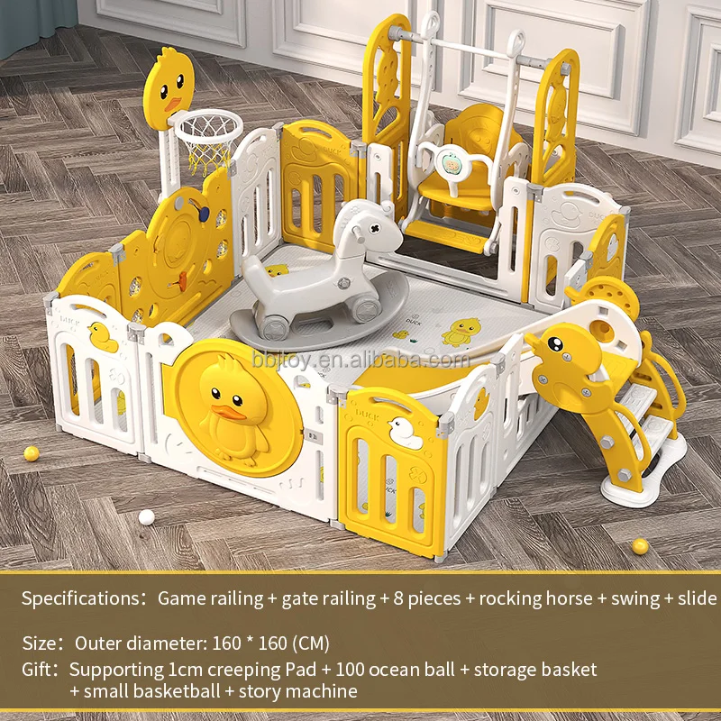 1 Sets Safty Kids Playpen With Slides And Swings Plastic Kids Baby ...